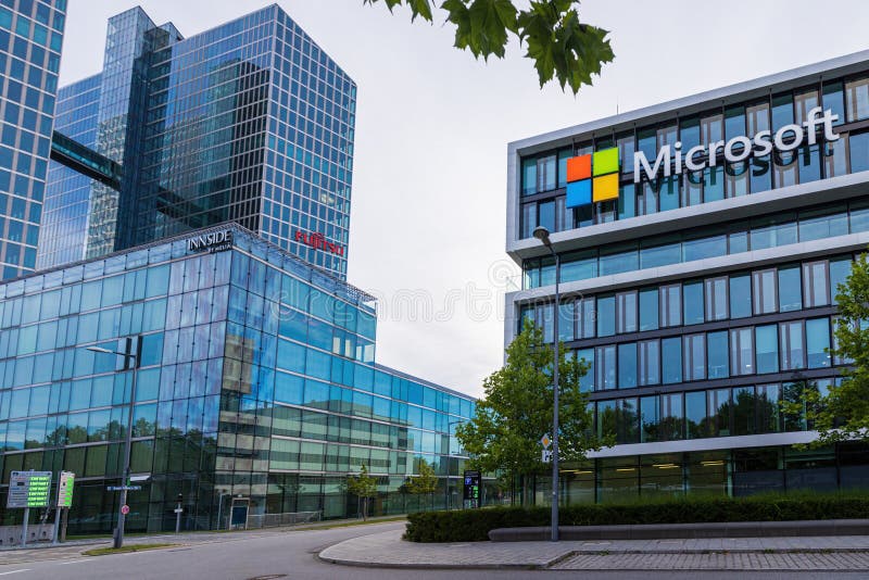 MUNICH, GERMANY - MARCH 30, 2023: Microsoft Logo at the Company Office ...