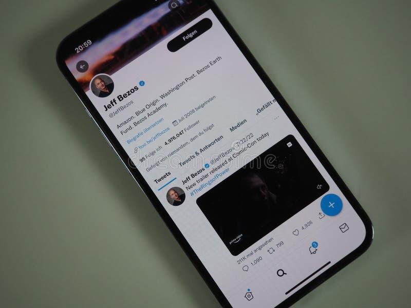 Jeff Bezos on Twitter and IPhone 13 Editorial Stock Image - Image of ...