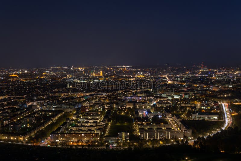 Munich, Germany at Night from the Olympic Tower Stock Image - Image of ...