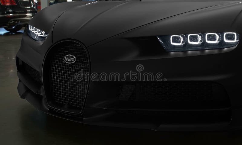 Front View of Matte Black Bugatti Chiron Editorial Photo - Image of ...