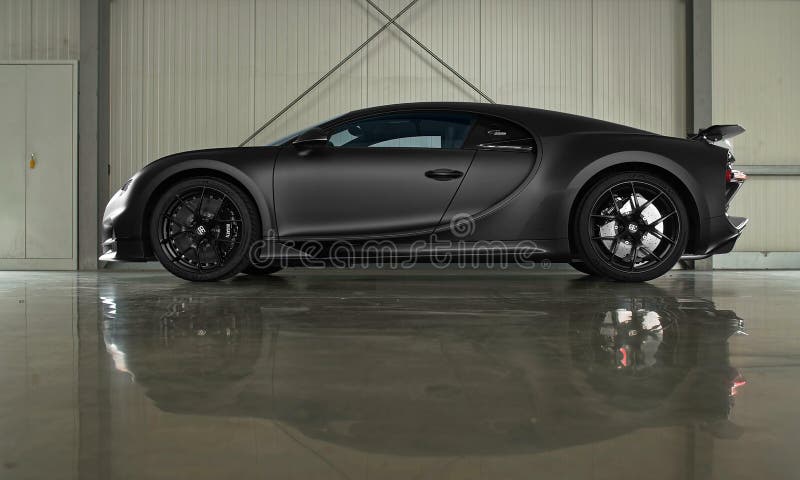 Side View of Matte Black Bugatti Chiron Editorial Stock Photo - Image ...