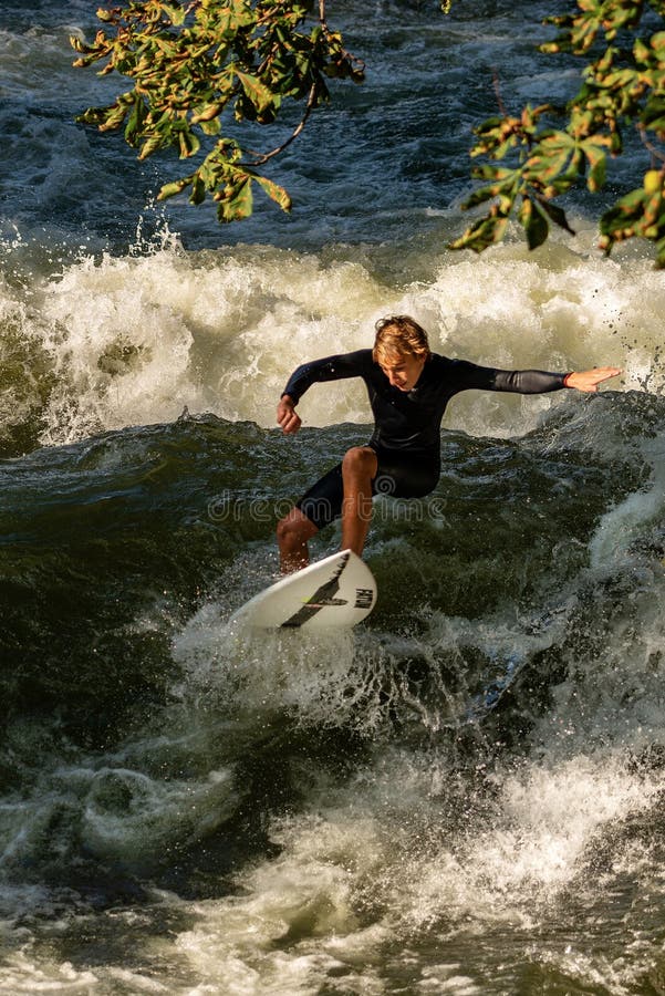 Surfing on the River - Englischer Garten Munich Editorial Stock Image ...