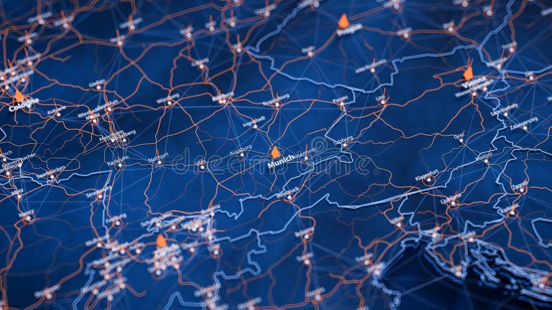 Munich Map Big Data Visualization. Futuristic Map Infographic of City in Germany Stock ...