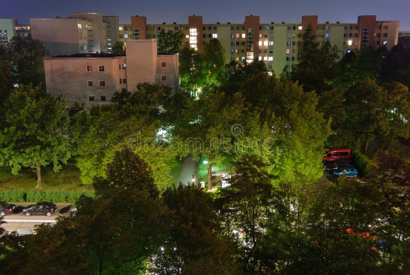 Munich - Neuperlach at Night Stock Image - Image of cityscape, colorful ...