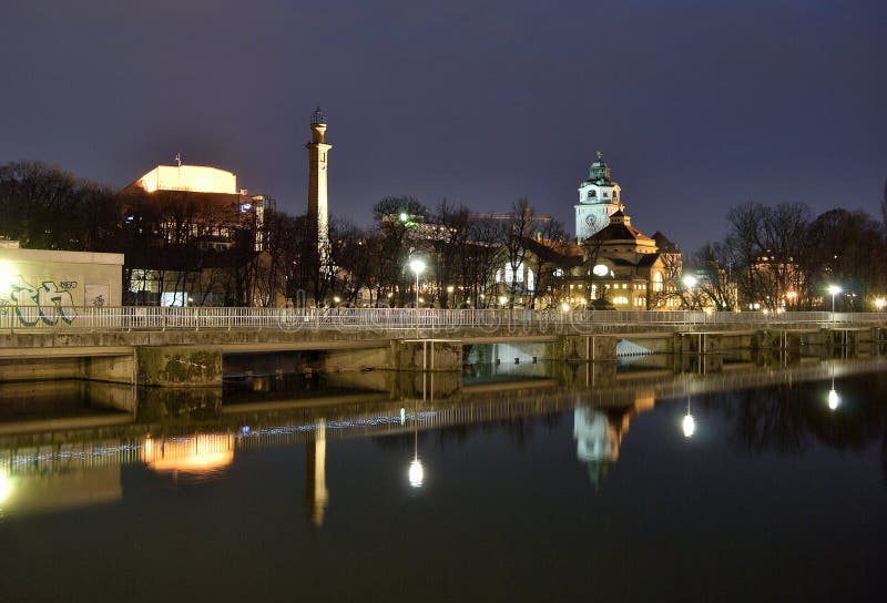 Maximilian Bridge Over Isar River In Munich Stock Image - Image of ...