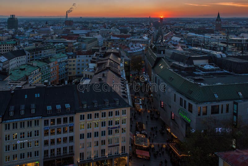 Munich skyline stock photo. Image of evening, sunset - 239684402