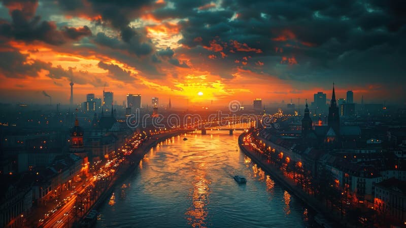 Munich Small Skyline Panoramic View with Iconic Landmarks and Modern ...