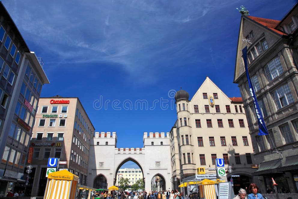 Munich Street editorial stock image. Image of shops, residences - 18452779