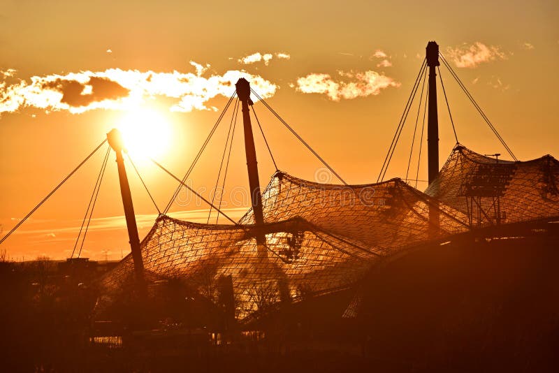 Munich sunset stock image. Image of stadium, evening - 69451153