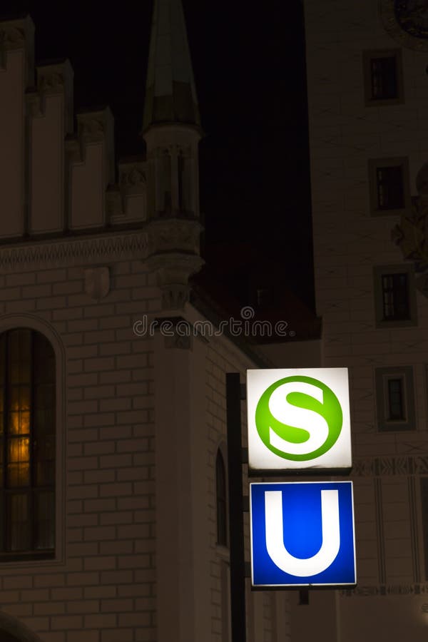 Munich Underground / Metro Signs at Night Stock Image - Image of system ...