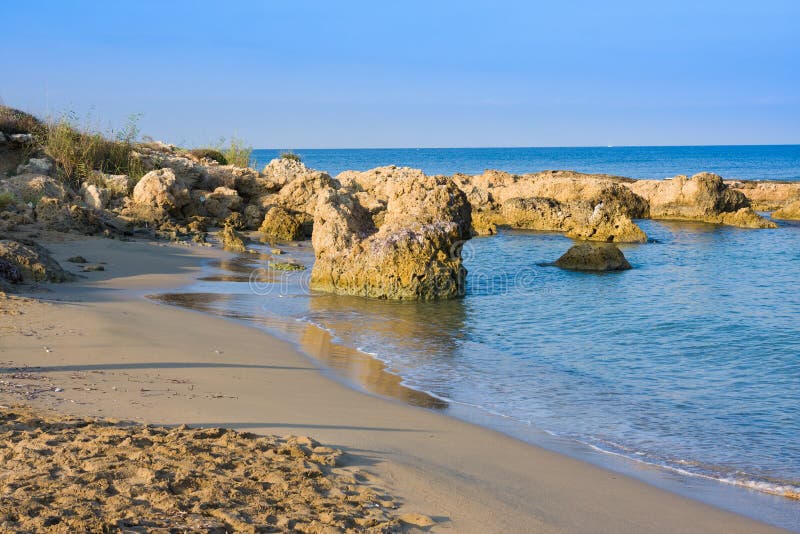 Municipal Sand Beach in Paphos, Cyprus Stock Image - Image of leisure ...
