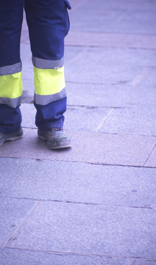 Municipal Workers on Sidewalk Pavement Stock Photo - Image of pavement ...