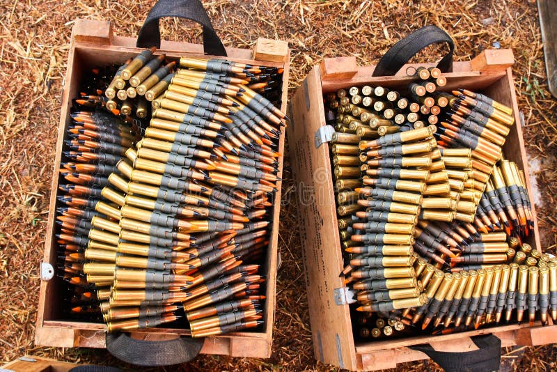 De Munitie Van Het Machinegeweer Stock Afbeelding - Image of infanterie ...