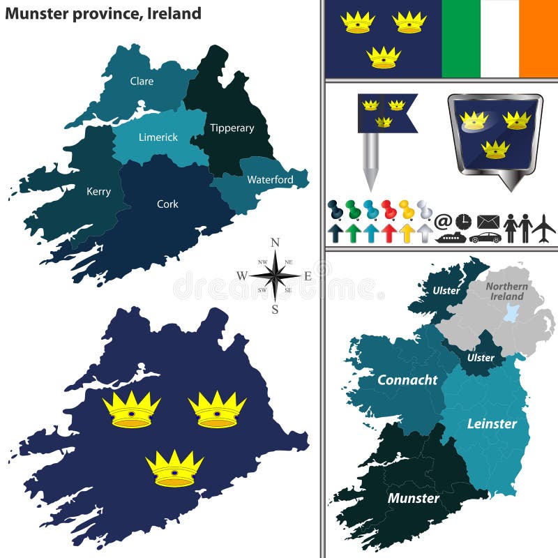 Munster province, Ireland stock vector. Illustration of vector - 174176959