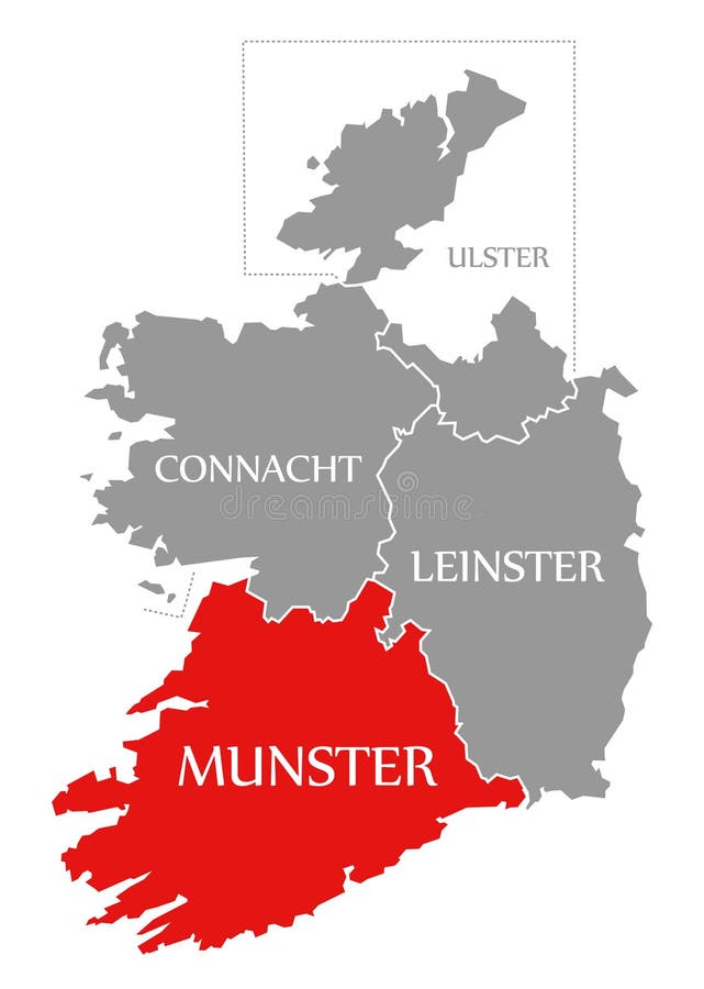 Munster Red Highlighted in Map of Ireland Stock Illustration ...