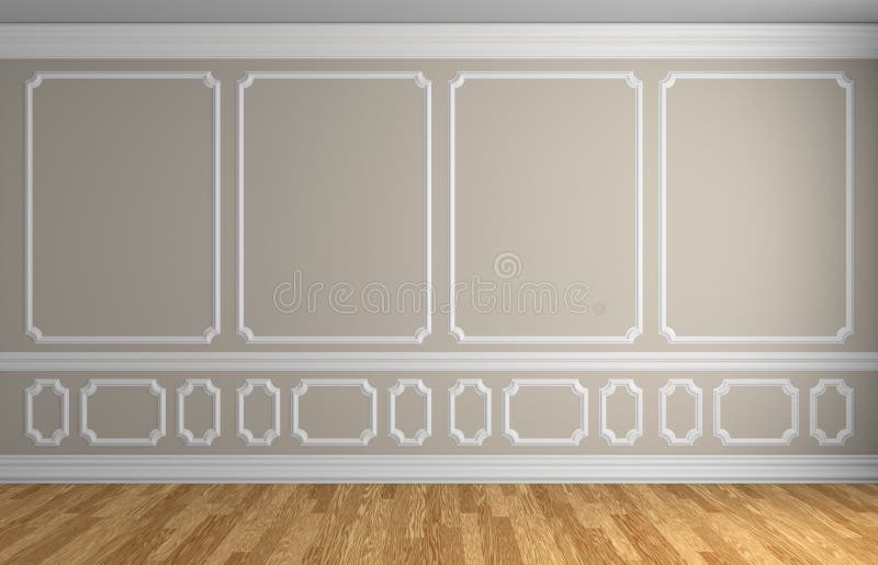 Mur Beige Dans La Pièce Vide De Style Classique Illustration Stock ...