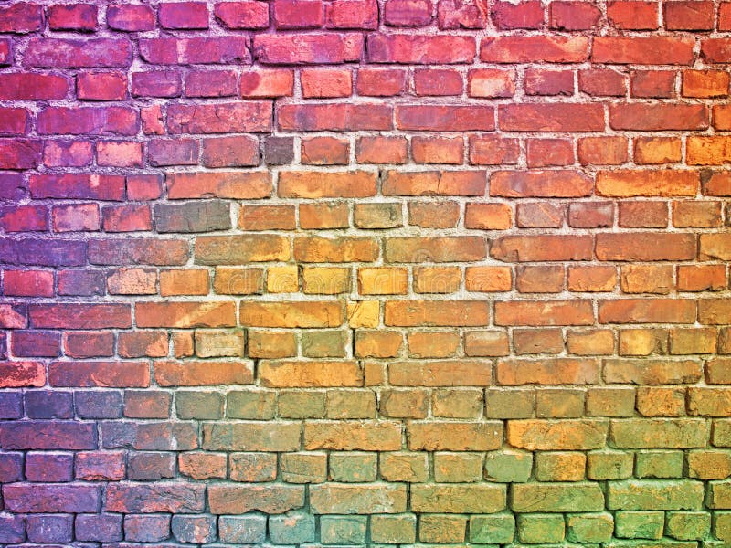 Mur De Briques De Couleur, Maçonnerie Multicolore Fond D'arc-en-ciel ...