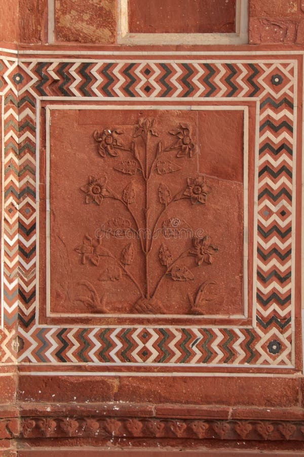 Mur De Soulagement De Fleur En Taj Mahal Photo stock - Image du ...