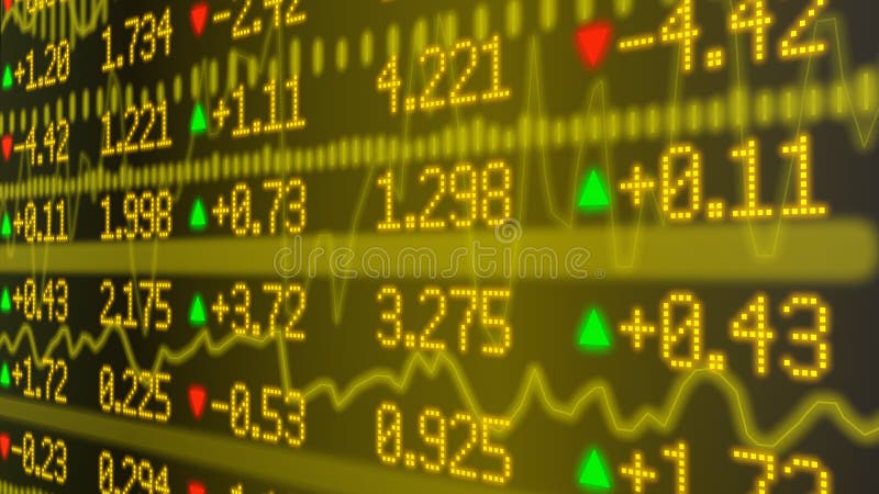 Mur De Ticker De Marché Boursier En Jaune Illustration Stock ...