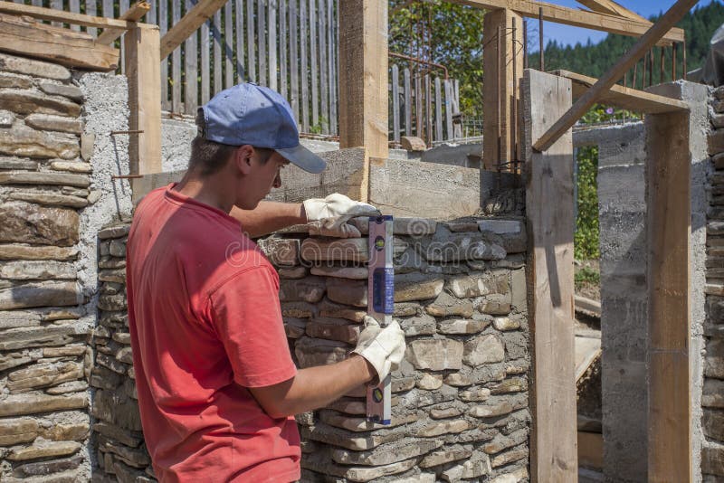 Mur En Pierre De Construction Pour La Maison Photo stock - Image du ...