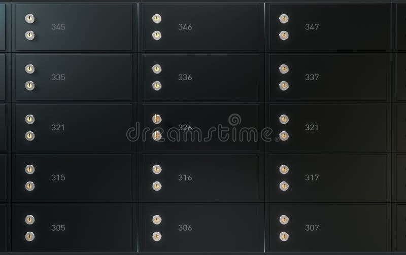 Mur de Coffres-Forts Noirs illustration stock. Illustration du métal ...