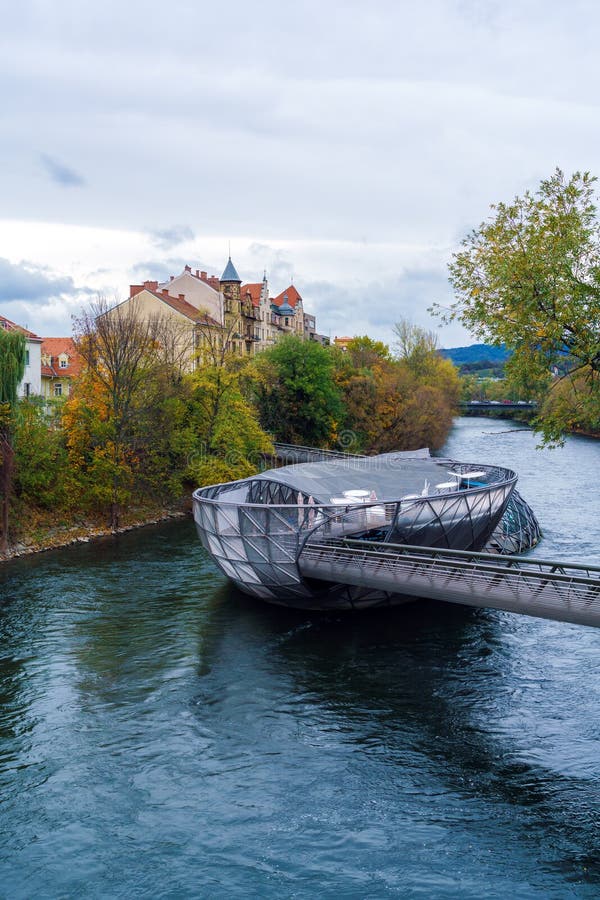 City Of Graz Mur River And Murinsel View Stock Photo - Image of ...