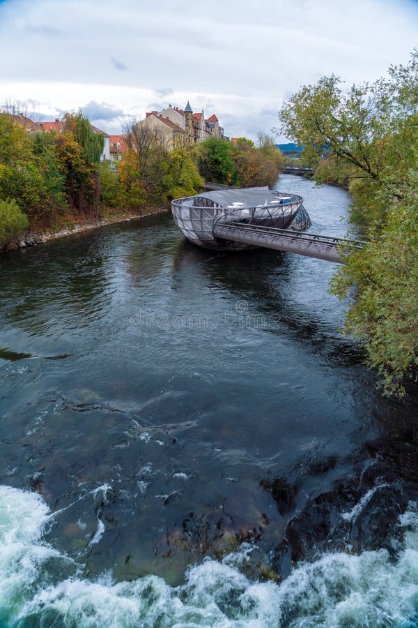 Mur River and Murinsel, Graz, Austria Stock Photo - Image of austrian ...