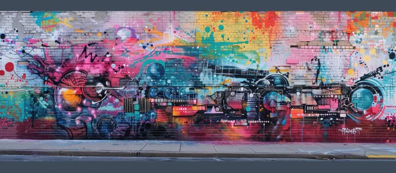 Mural Artist with AI in Urban Setting AIG60 Stock Image - Image of ...