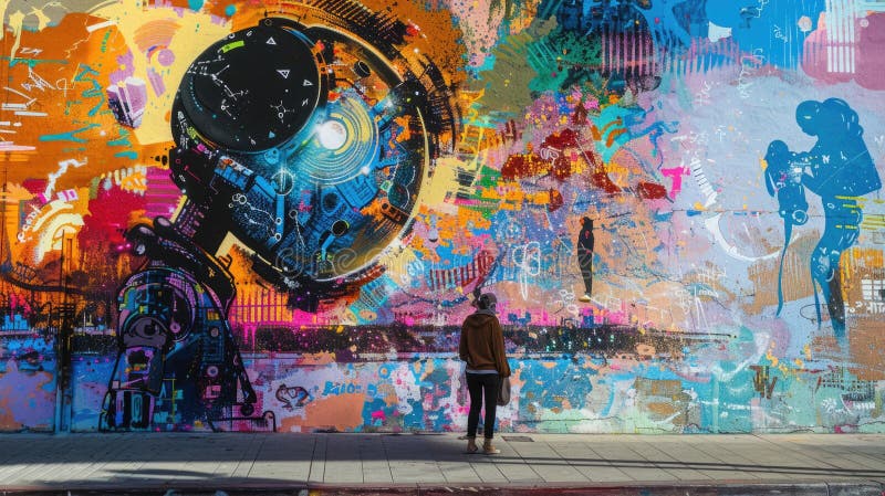 Mural Artist with AI in Urban Setting AIG60 Stock Photo - Image of ...