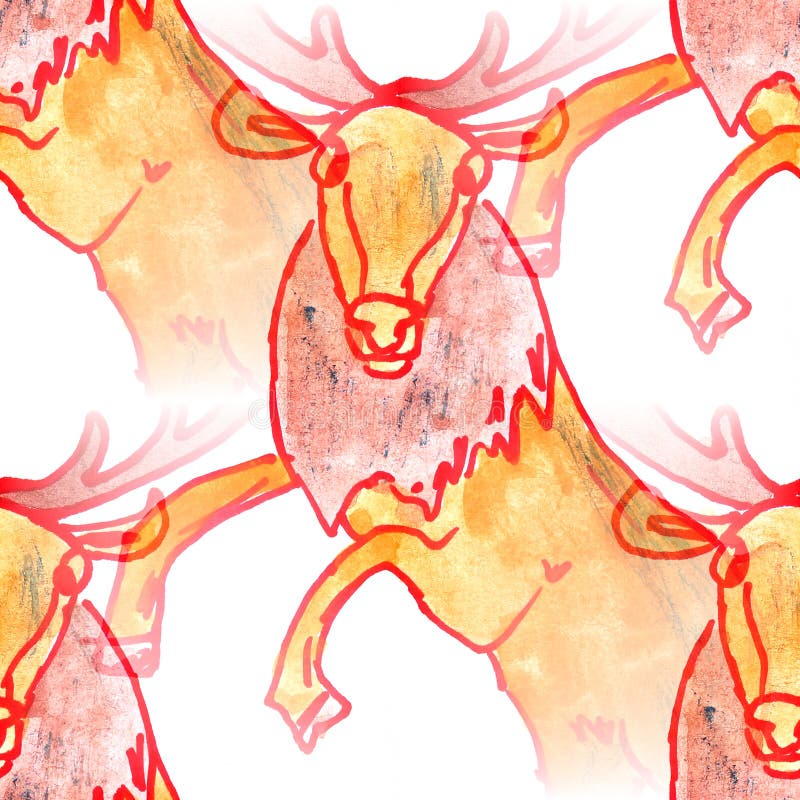 Mural Background Seamless Pattern Deer Texture Stock Illustration ...