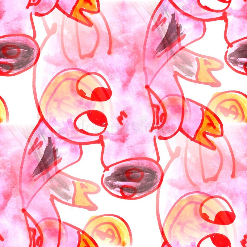 Mural Background Seamless Pig Pattern Texture Stock Illustration ...