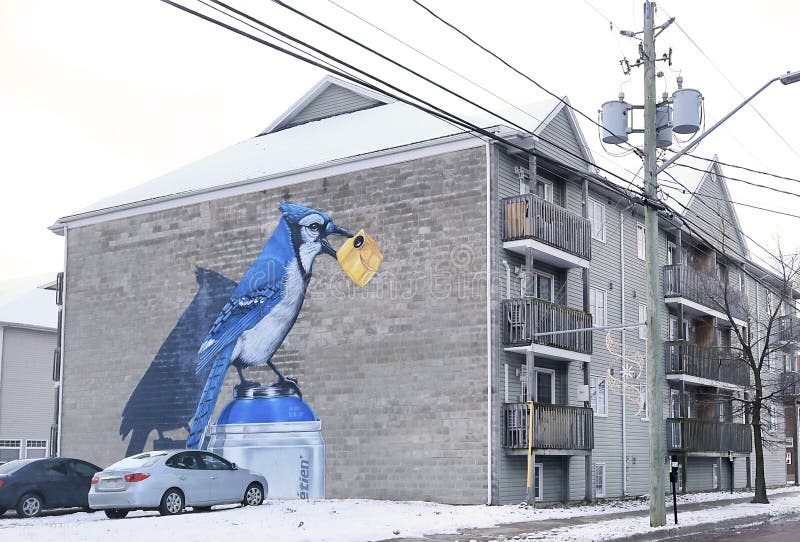 Mural of a Blue Jay on Main St in Moncton Editorial Image - Image of ...