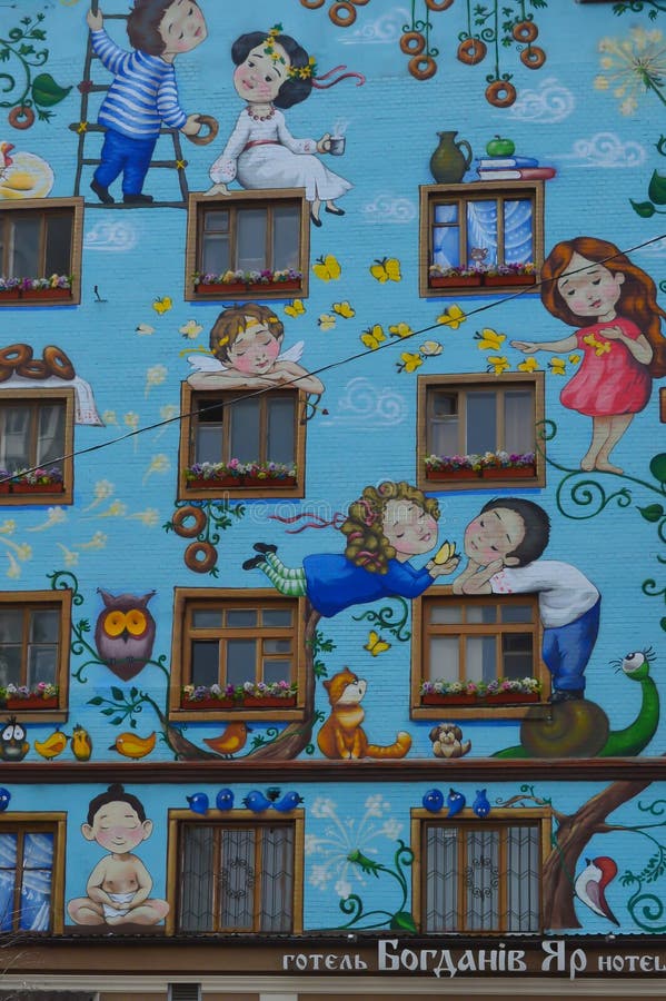 Mural at Building in Kyiv, Ukraine on April 1, 2018. Editorial Photo ...