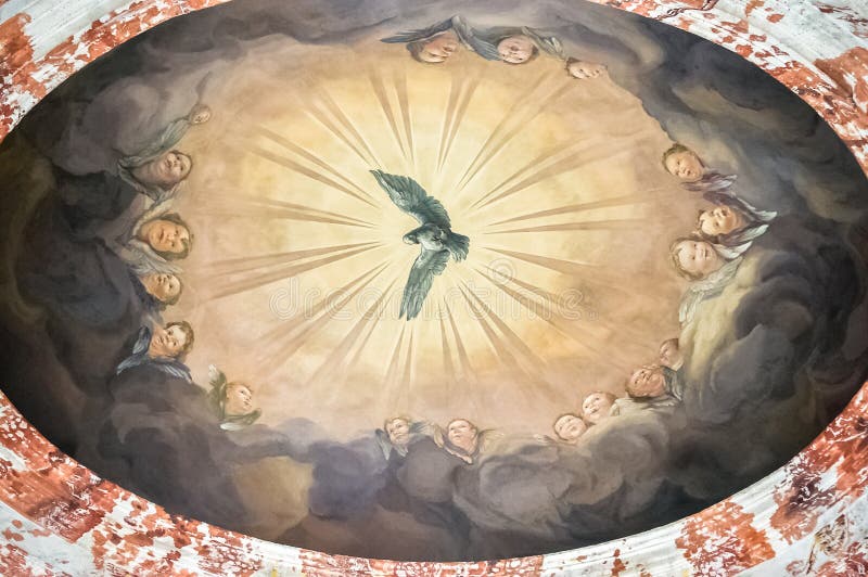 Mural on the ceiling stock image. Image of wing, temple - 50242695