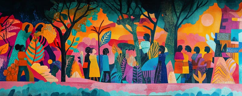Mural Celebrating Diversity and Community Values through Vibrant Colors ...