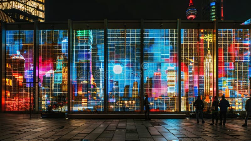 A Mural of a Cityscape Using Solar Panels To Make the Windows of ...