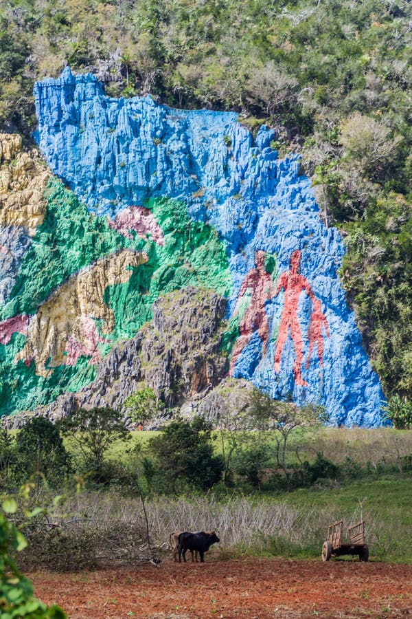 Mural De La Prehistoria the Mural of Prehistory Painted on a Cliff Face ...