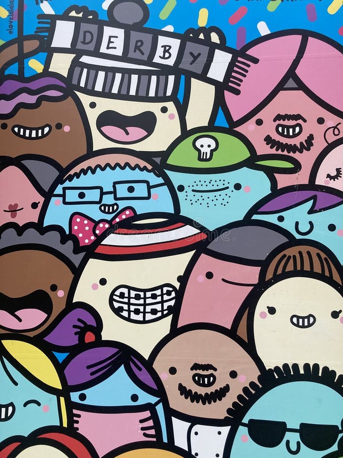 A mural in Derby, UK stock illustration. Illustration of england ...