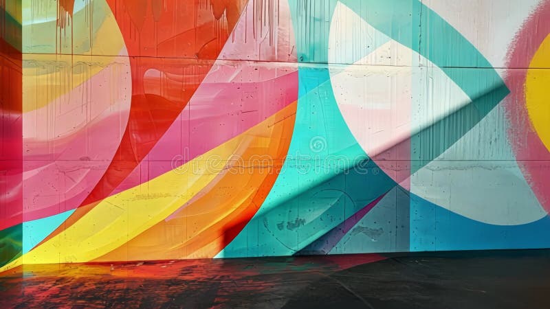 A Mural Featuring Eight Different Colors Blending and Overlapping ...