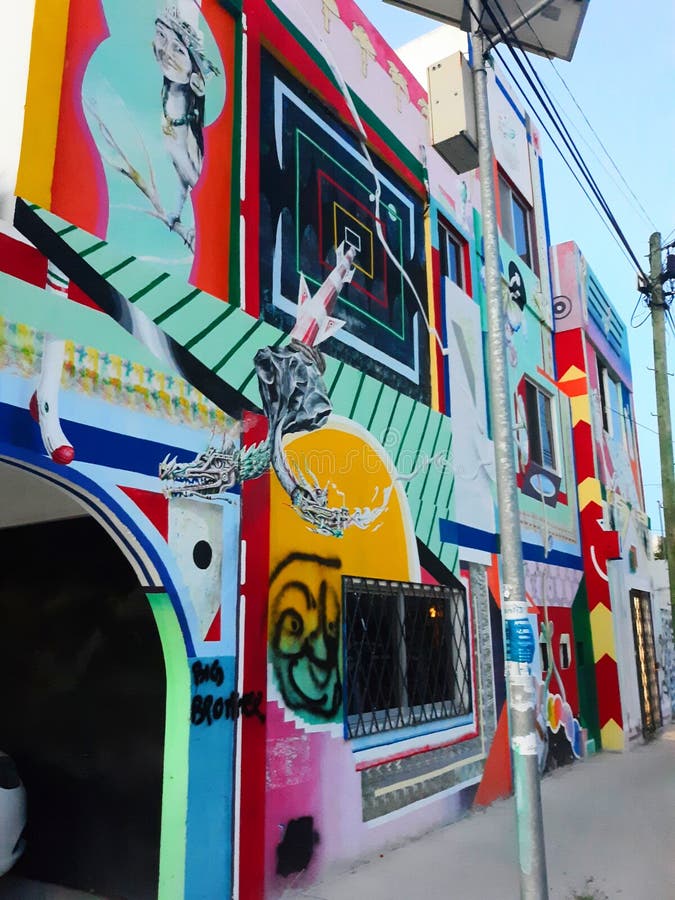 Mural Graffiti Tribal Retro Art in Tulum Mexico Editorial Image - Image ...