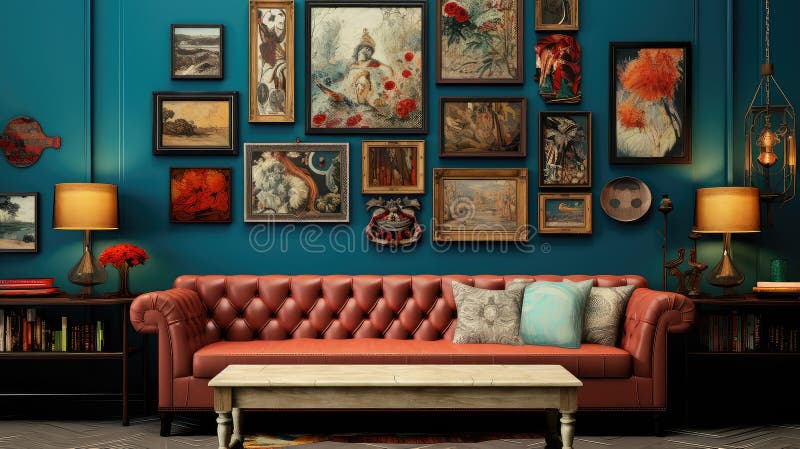 Mural interior design wall stock illustration. Illustration of trend ...