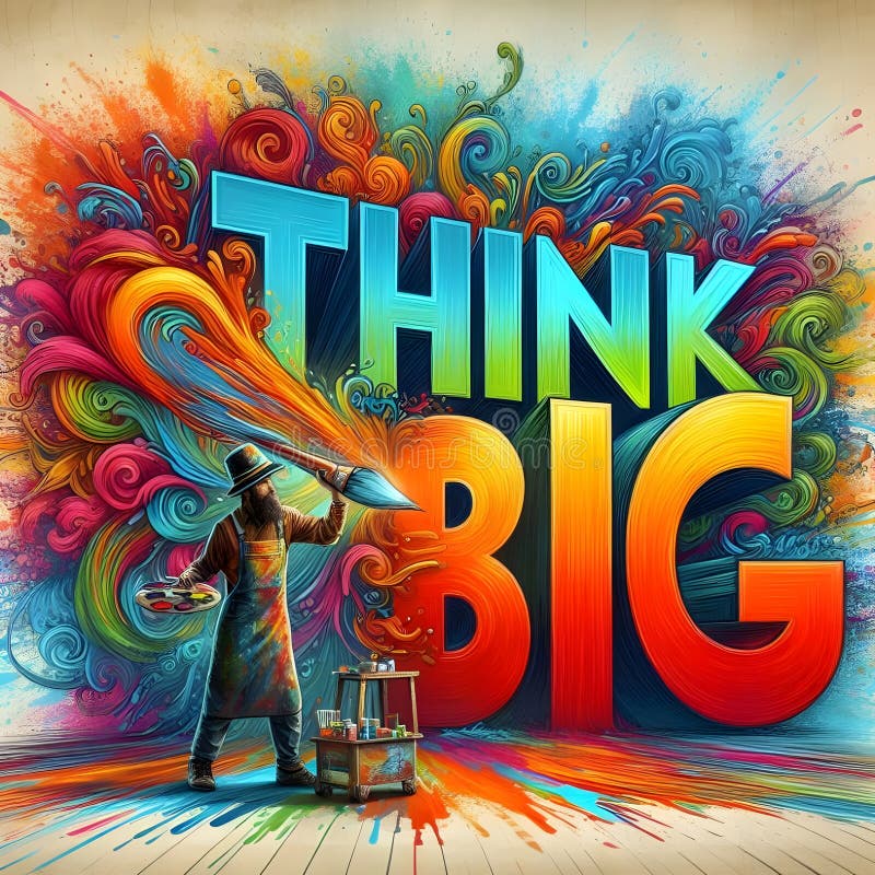 The Mural Spells Out "Think Big". Stock Illustration - Illustration of ...