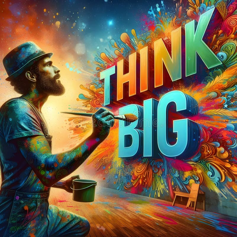 The Mural Spells Out "Think Big". Stock Illustration - Illustration of ...