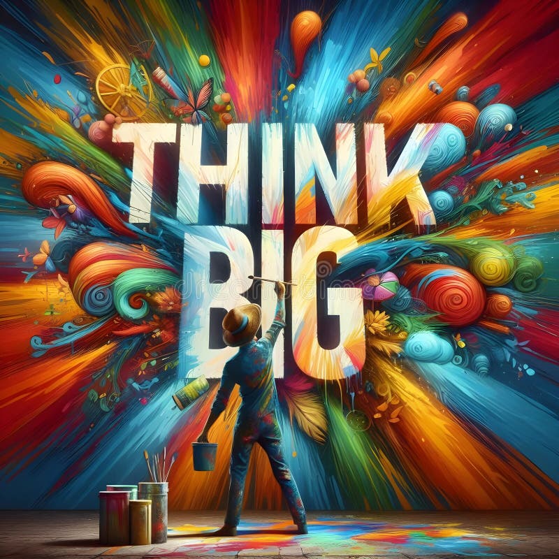 The Mural Spells Out "Think Big". Stock Illustration - Illustration of ...