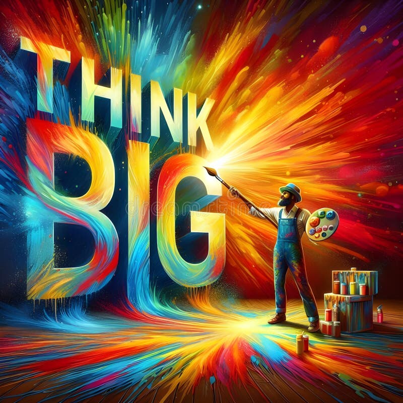 The Mural Spells Out "Think Big". Stock Illustration - Illustration of ...