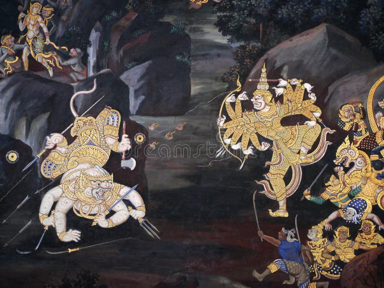 Mural on Wall of Wat Phra Kaew Editorial Photo - Image of emerald ...