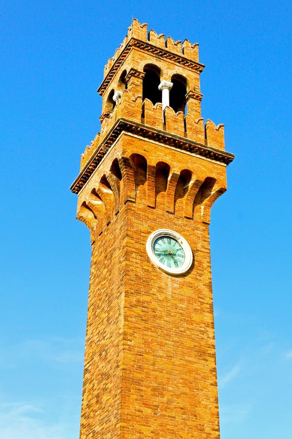 Murano clock tower stock image. Image of tower, aged - 13869431