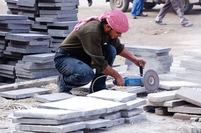 Murare Som Arbetar I Marmor I Staden Av Aleppo Redaktionell Arkivfoto ...