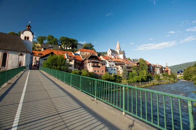 Murau, Austria stock image. Image of point, bridge, river - 113126059