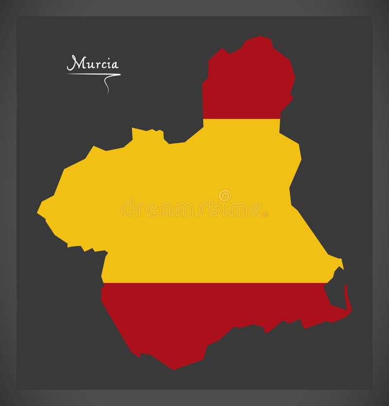 Murcia Map with Spanish National Flag Illustration Stock Vector ...